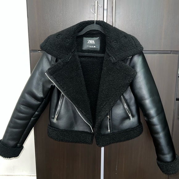 Zara | Jackets & Coats | Zara Faux Leather Aviator Jacket | Poshmark